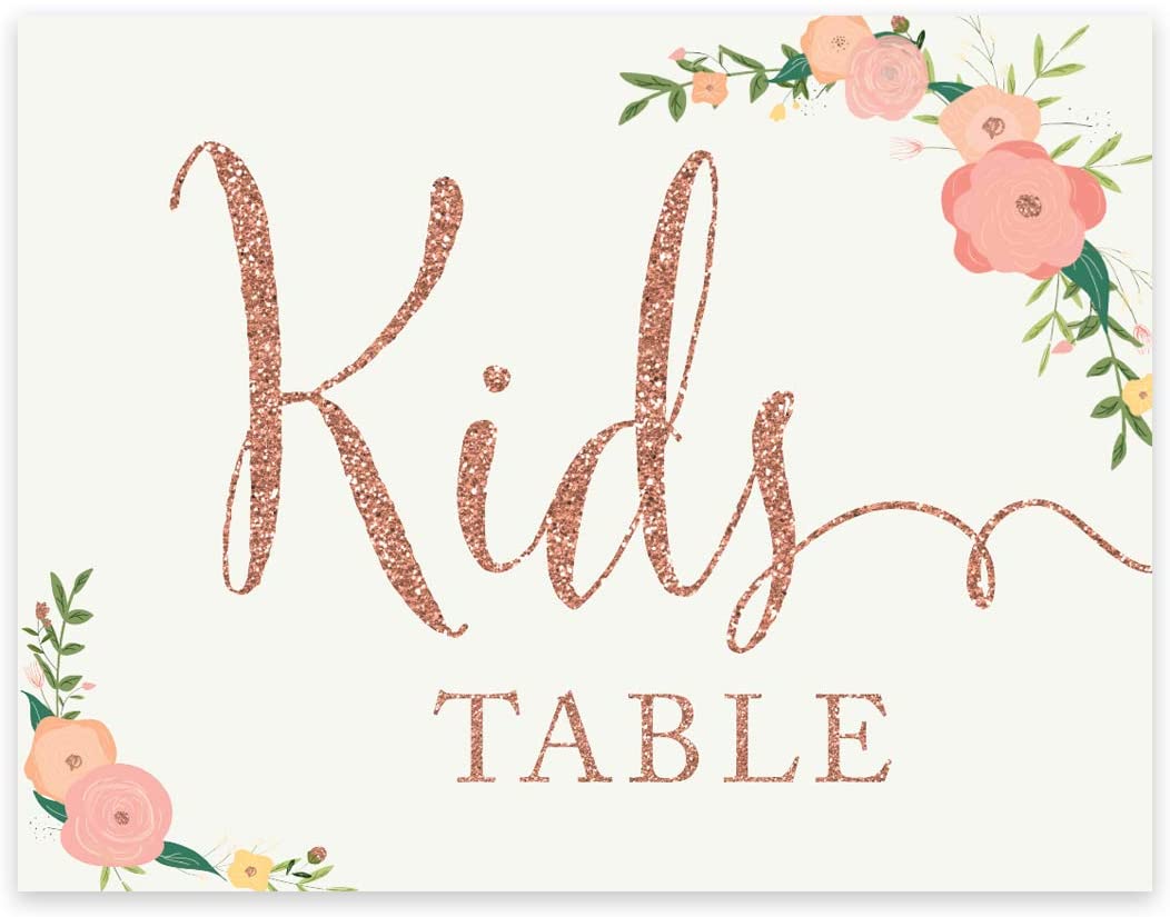 Andaz Press Wedding Party Signs, Faux Rose Gold Glitter with Florals, 8 ...