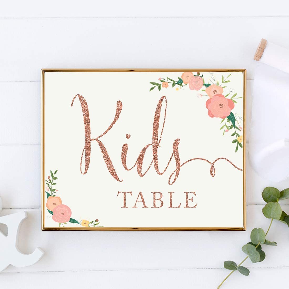 Andaz Press Wedding Party Signs, Faux Rose Gold Glitter with Florals, 8 ...