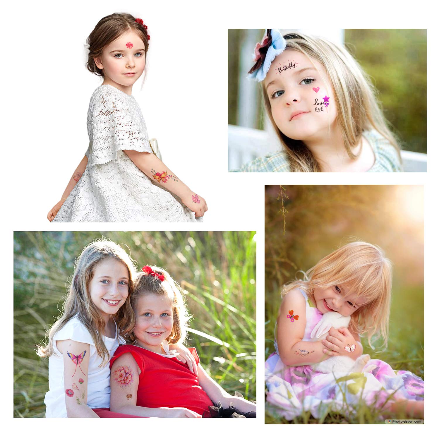 Konsait Kids Tattoos Butterfly Temporary Tattoos Sticker for Girls ...