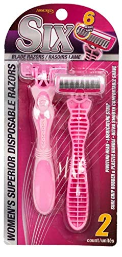 5 Count Assured Six blade 2 Pack Women"s Superior Disposable Razors (10 ...