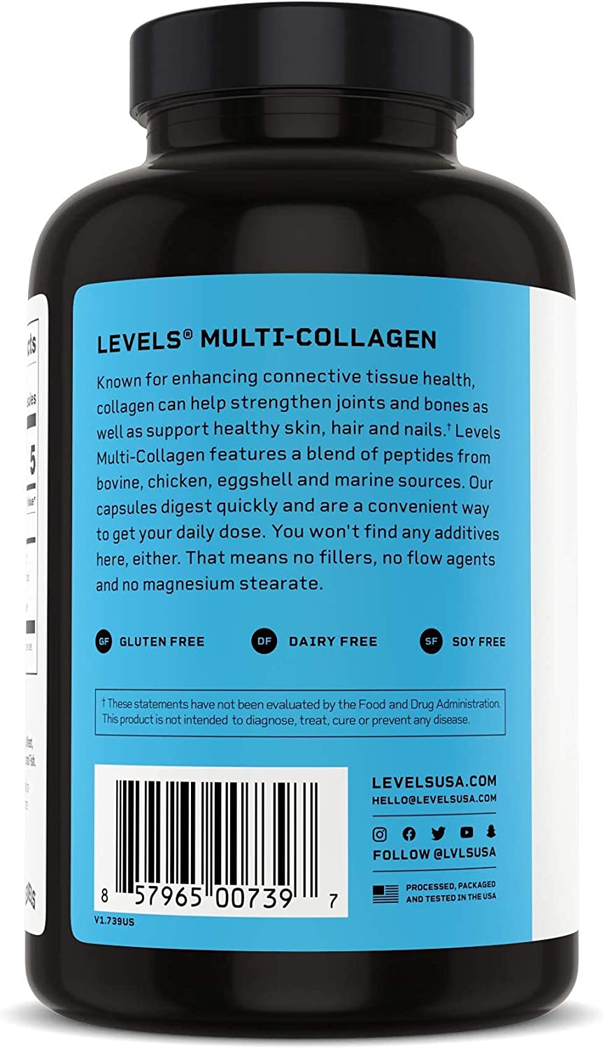Levels Multi Collagen Complex, Type I, II, III, V, X, 600mg Each, 90 ...