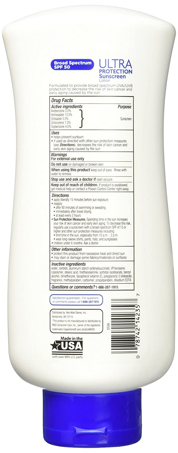 Equate Ultra Protection Sunscreen SPF 50 16oz Compare to Coppertone SPF ...