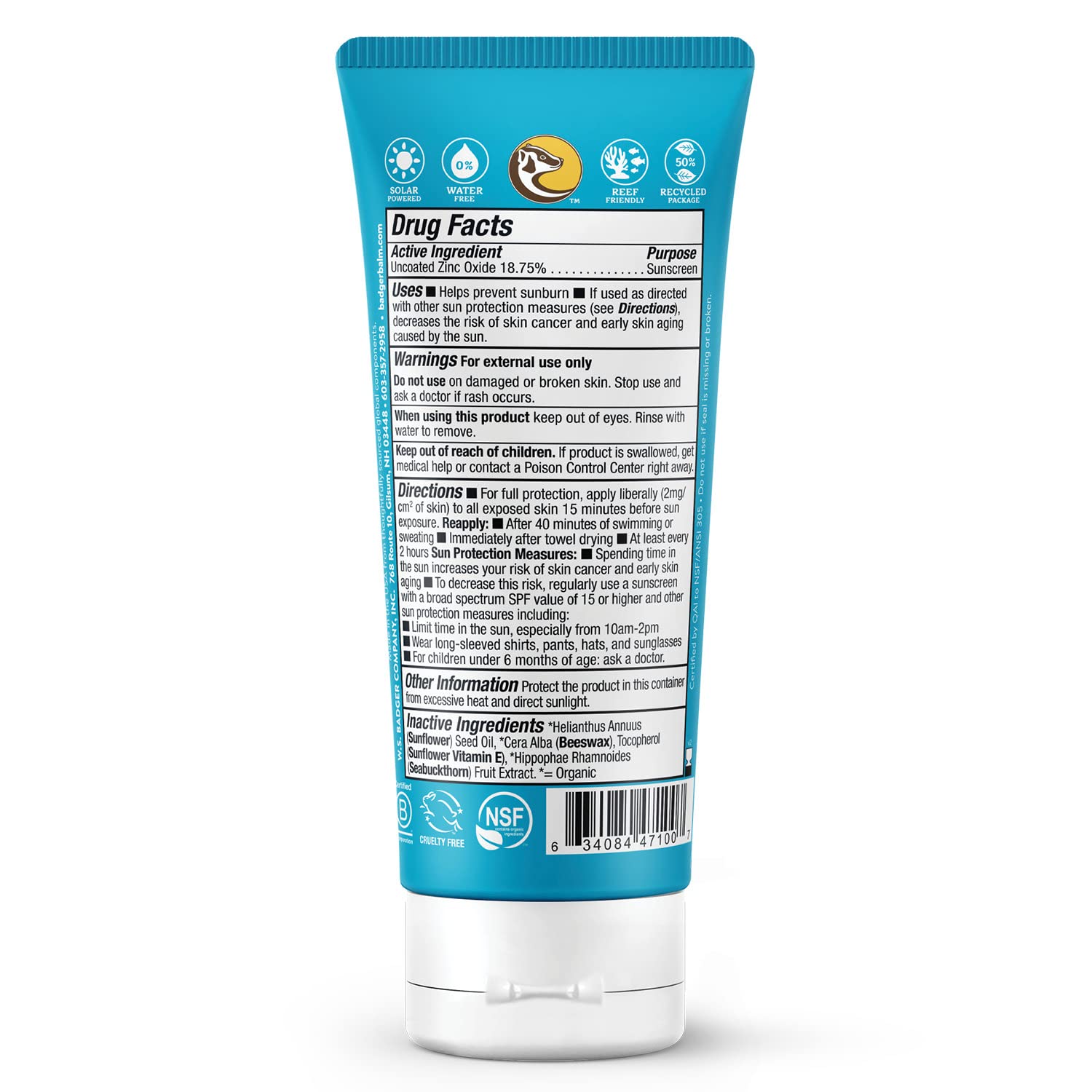 Badger SPF 30 Active Mineral Sunscreen Cream - Reef-Friendly Broad ...