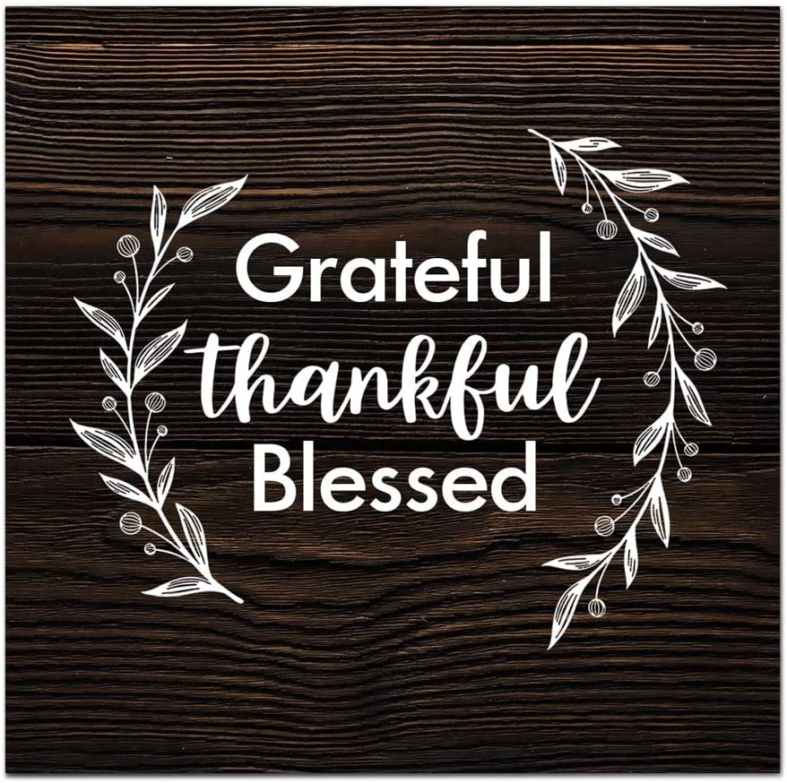 Grateful Thankful Wooden Door Name Signs Welcome Round Wood Sign ...