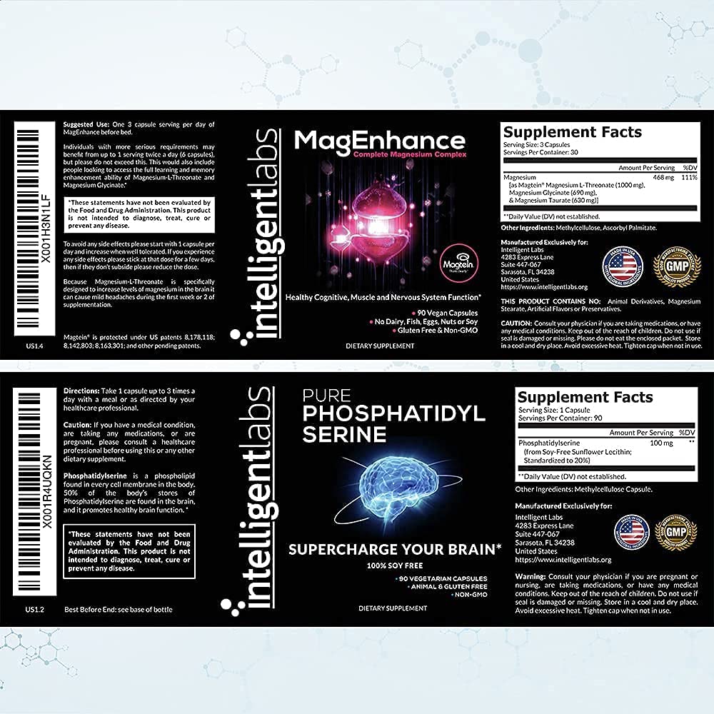 2-in-1 Bundle of MagEnhance Triple Magnesium Complex (Magnesium L-Threonate, Glycinate, and ...