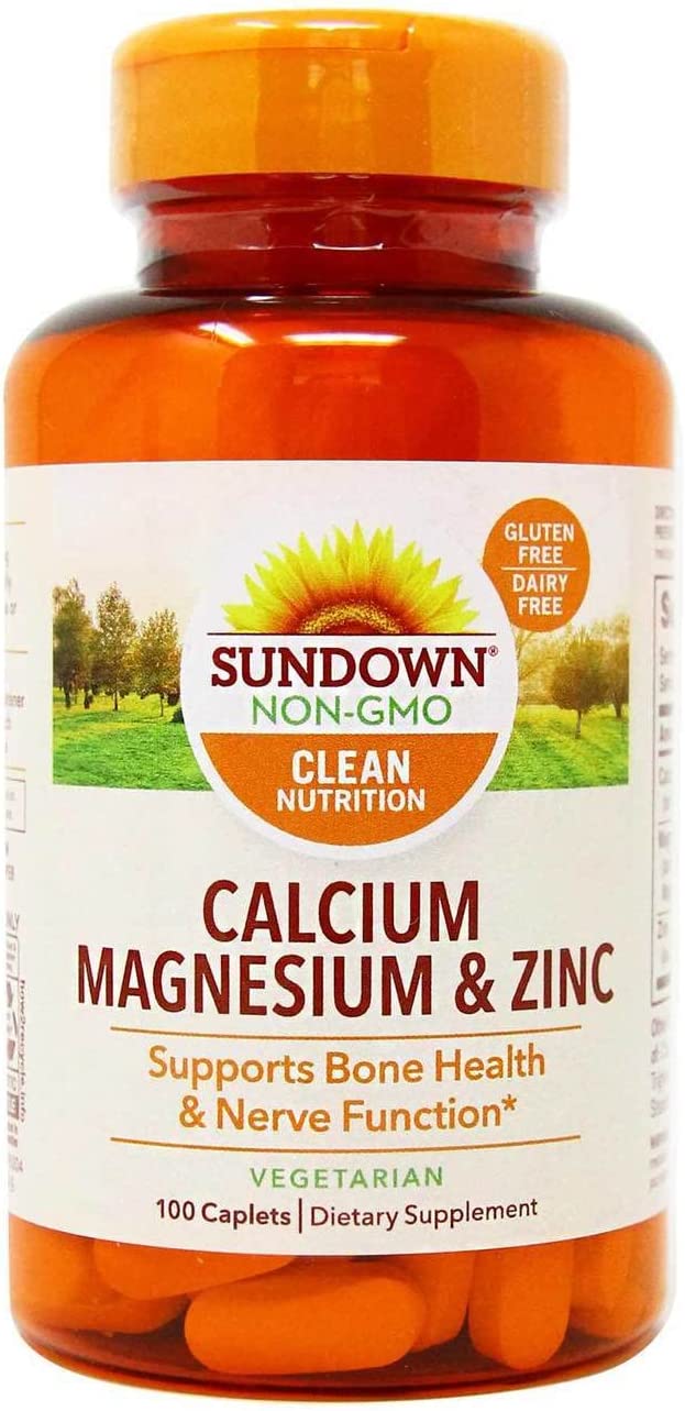 Sundown Calcium Magnesium & Zinc Caps, 100 Count (Pack of 2)