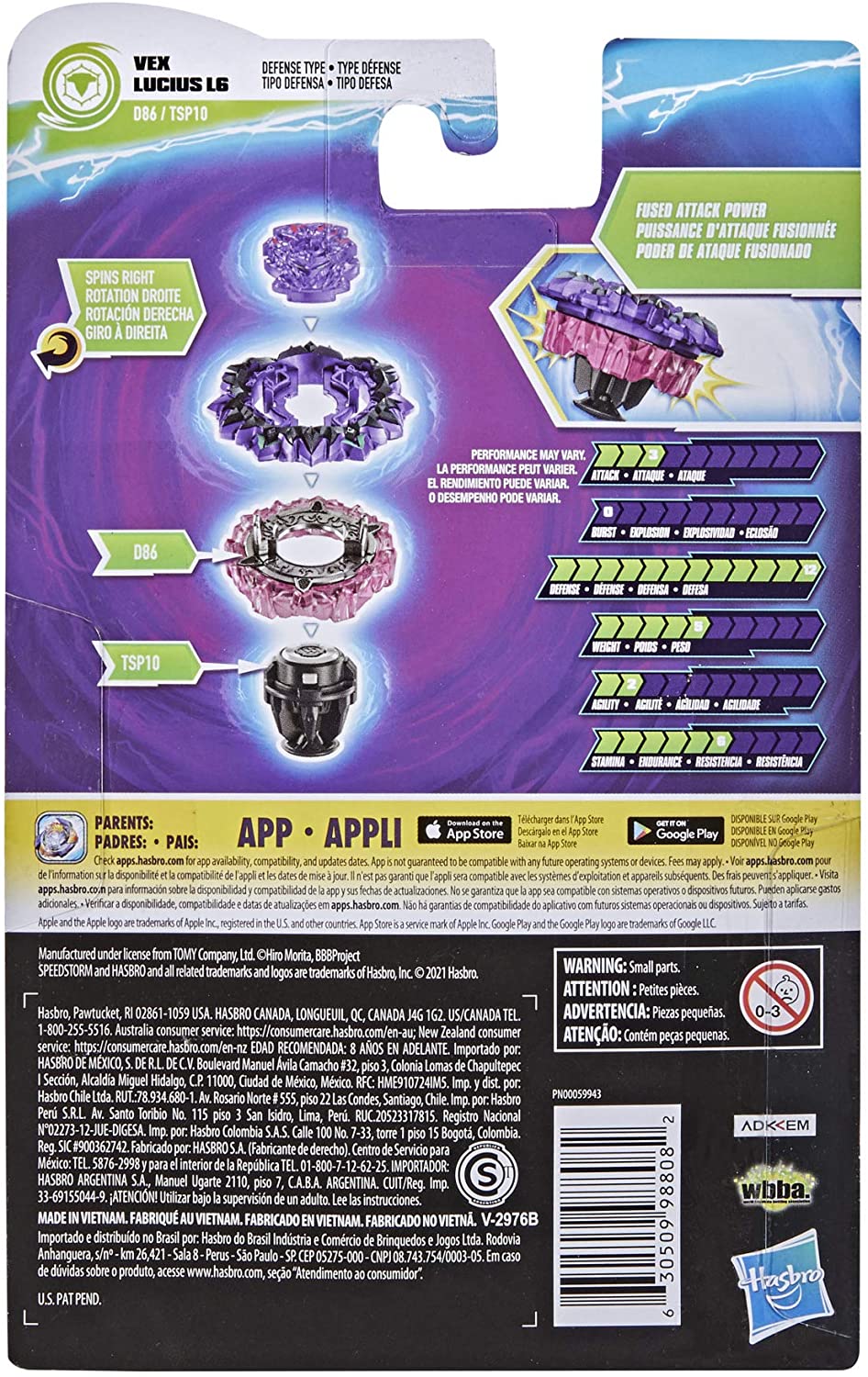 BEYBLADE Burst Surge Speedstorm Vex Lucius L6 Spinning Top Starter Pack ...