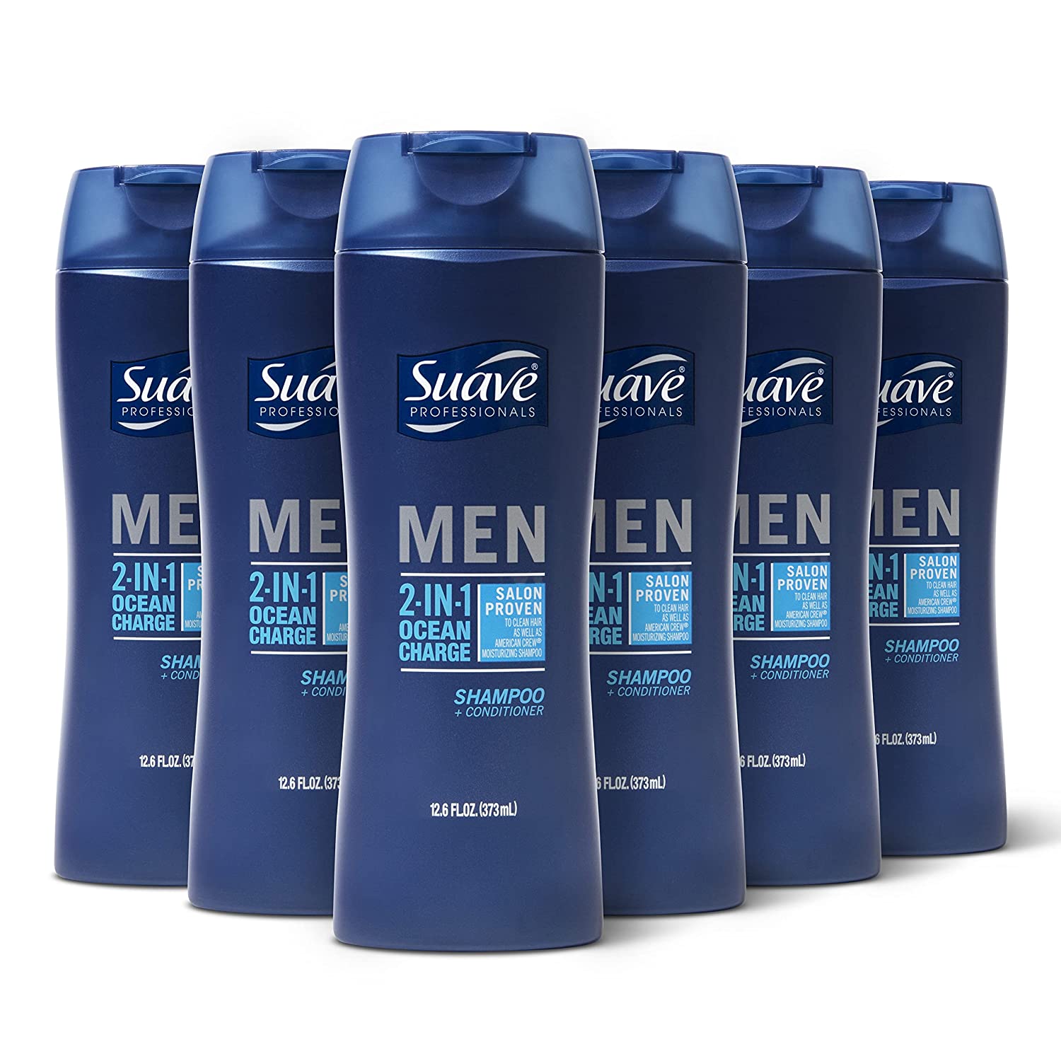 Suave Men 2 in 1 Shampoo and Conditioner Ocean Charge 12.6 oz, Pack of 6