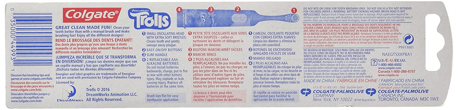 Colgate Kids Battery Powered Toothbrush, Trolls (4 pk.)
