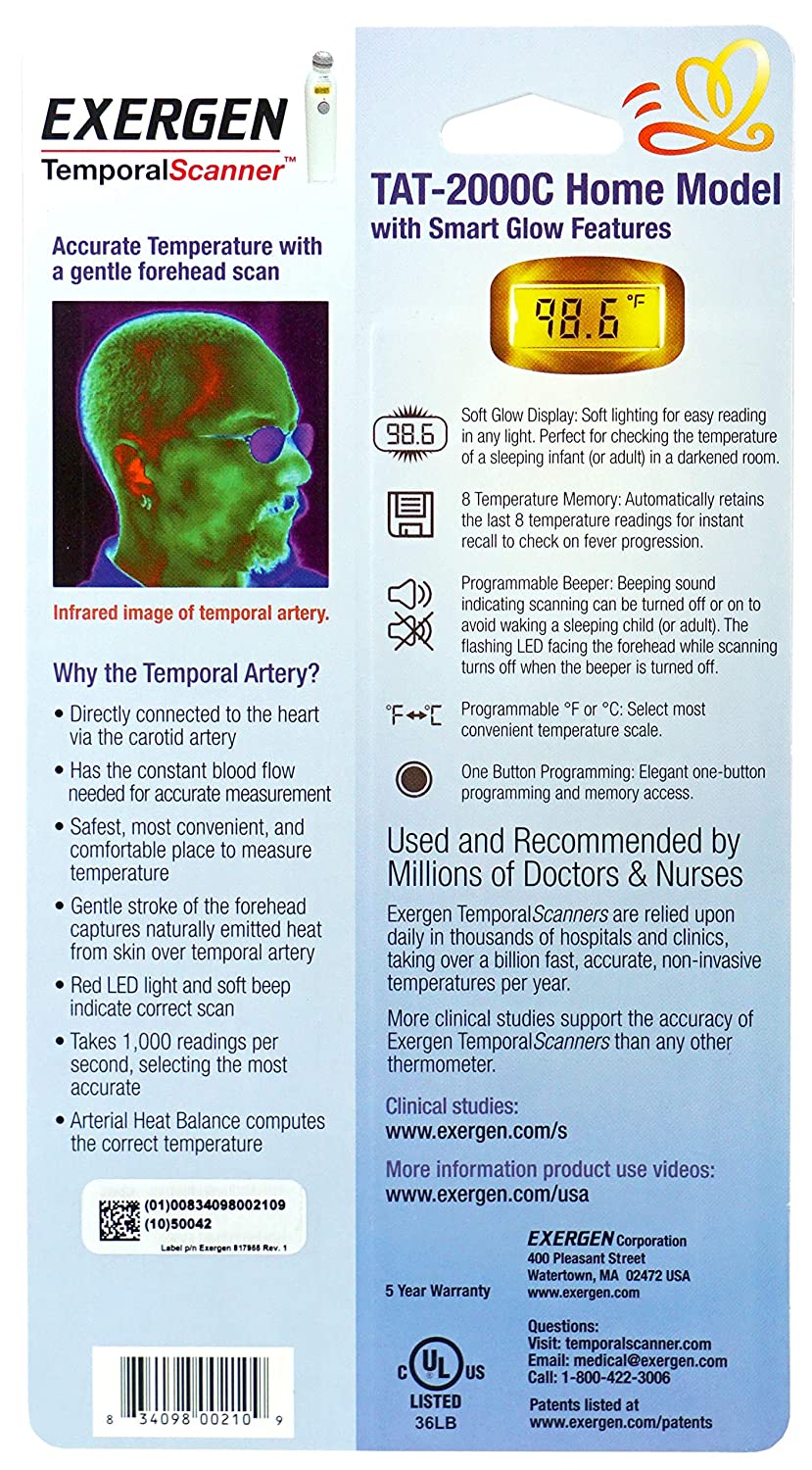 Exergen Temporal Scan Forehead Artery Baby Thermometer Tat-2000c Scanner