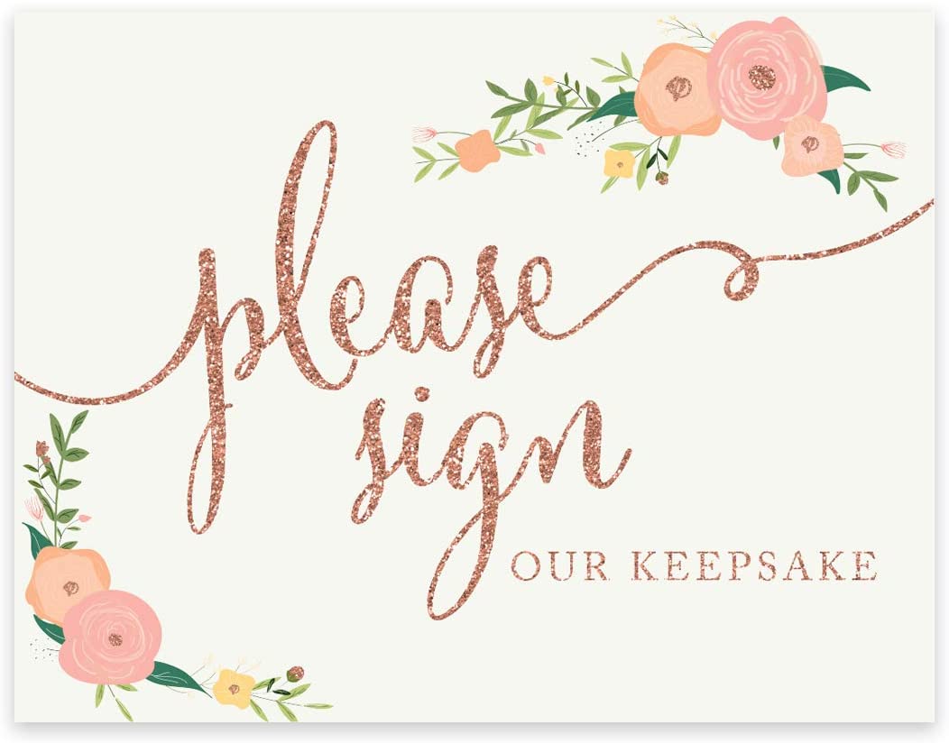 Andaz Press Wedding Party Signs, Faux Rose Gold Glitter with Florals, 8 ...