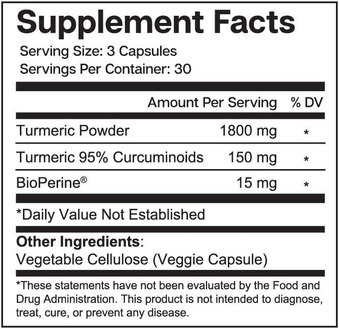 Turmeric Curcumin - Joint, Heart & Brain Support - with Bioperine for ...
