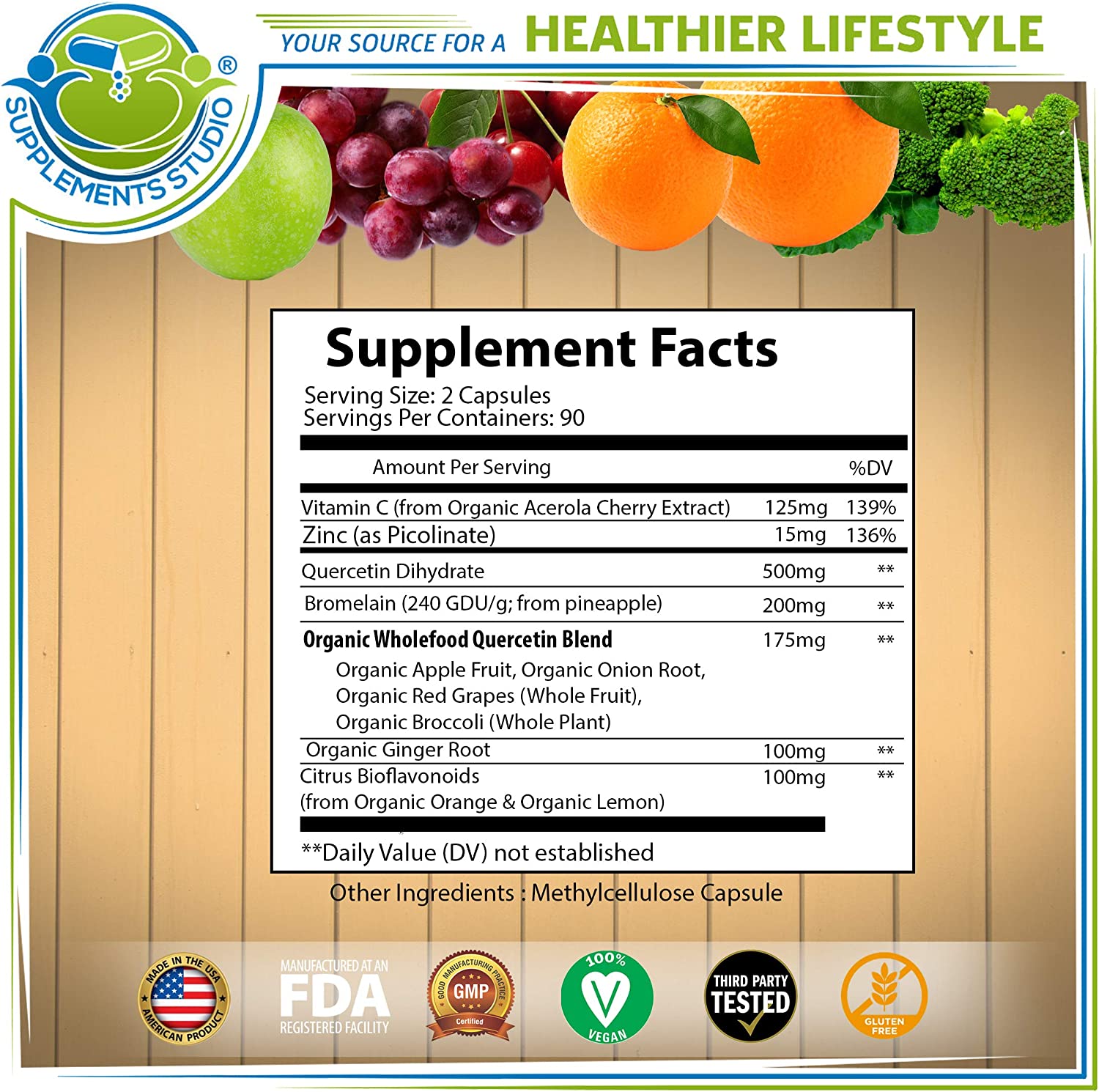 Quercetin 500mg - Quercetin with Bromelain - Zinc Quercetin and Vitamin ...