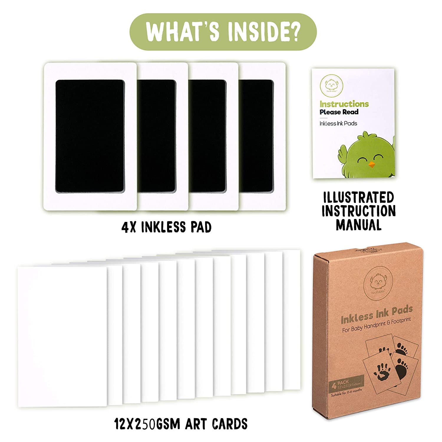 Baby Footprint & Handprint Inkless Ink Pad - 4-Pack Clean Touch Hand ...