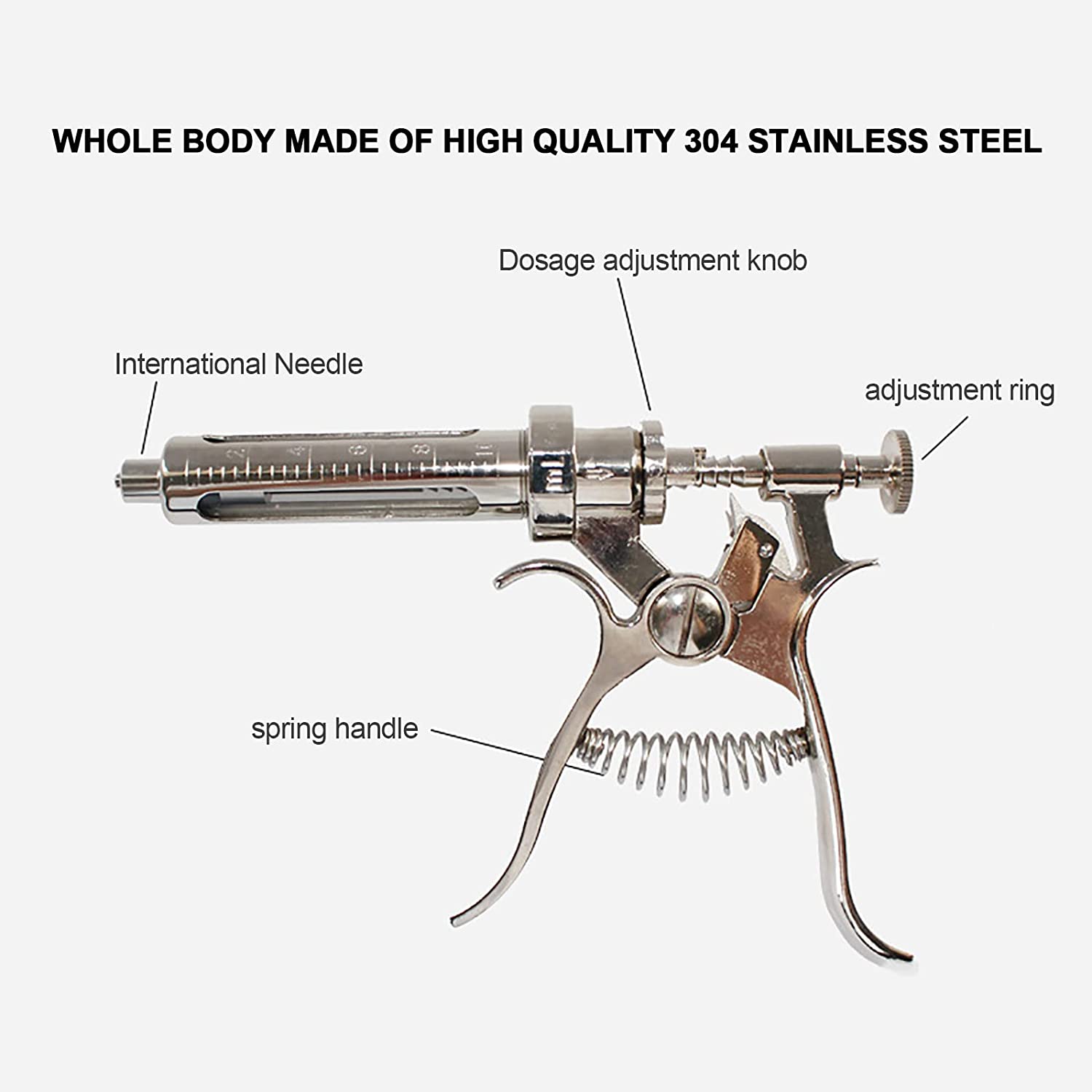 TEHONGMAI Livestock Syringe Gun Injector, Adjustable 50ML Animal Semi ...