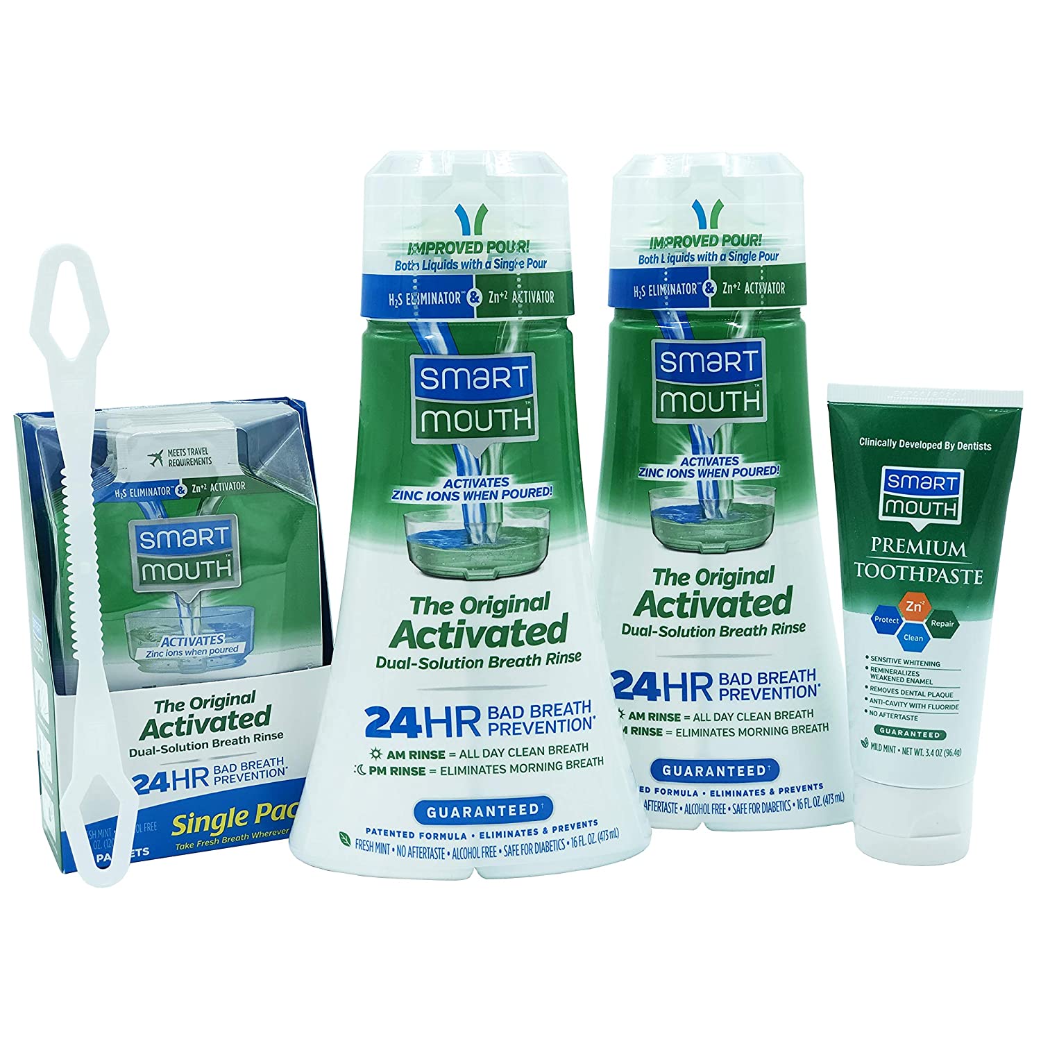 SmartMouth Original Activated Breath Rinse 1-Month Supply Kit with ...
