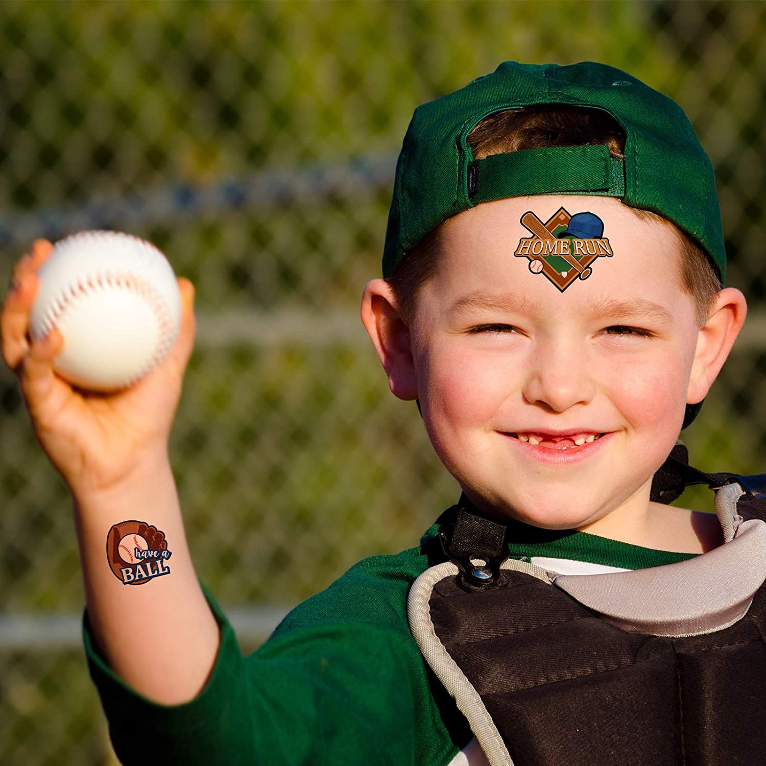 144 Pieces Baseball Temporary Tattoos Baseball Tattoos Sport Themed ...