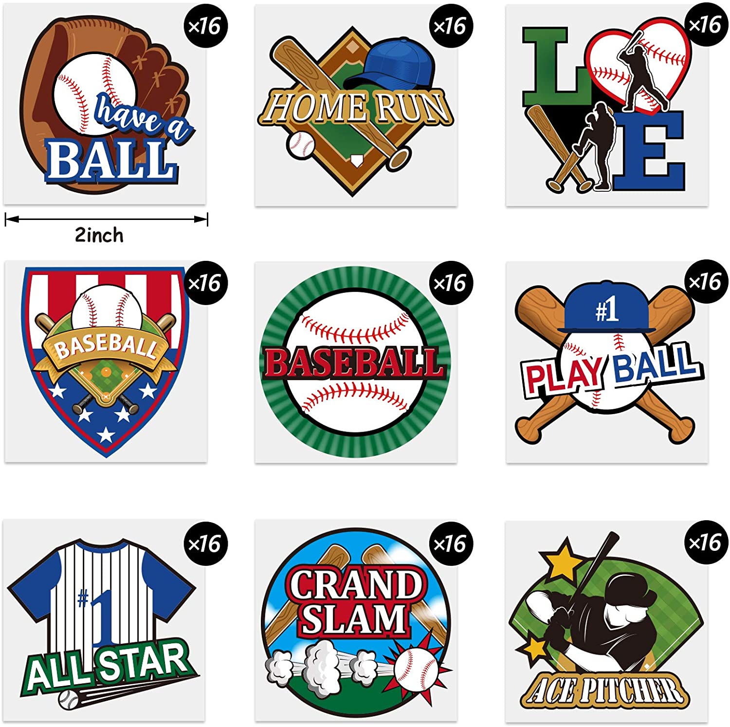 144 Pieces Baseball Temporary Tattoos Baseball Tattoos Sport Themed ...