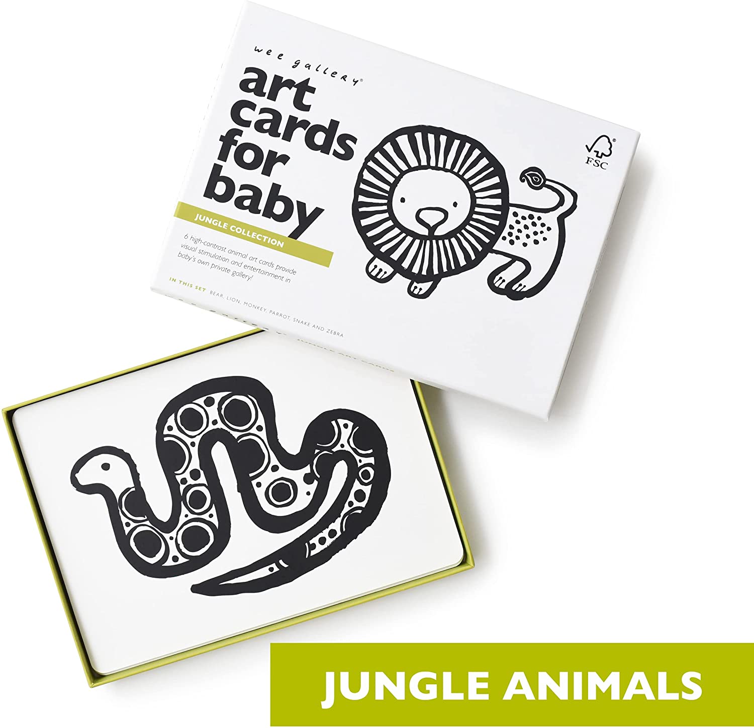 Wee Gallery Black and White Art Flash Cards for Babies, High Contrast ...