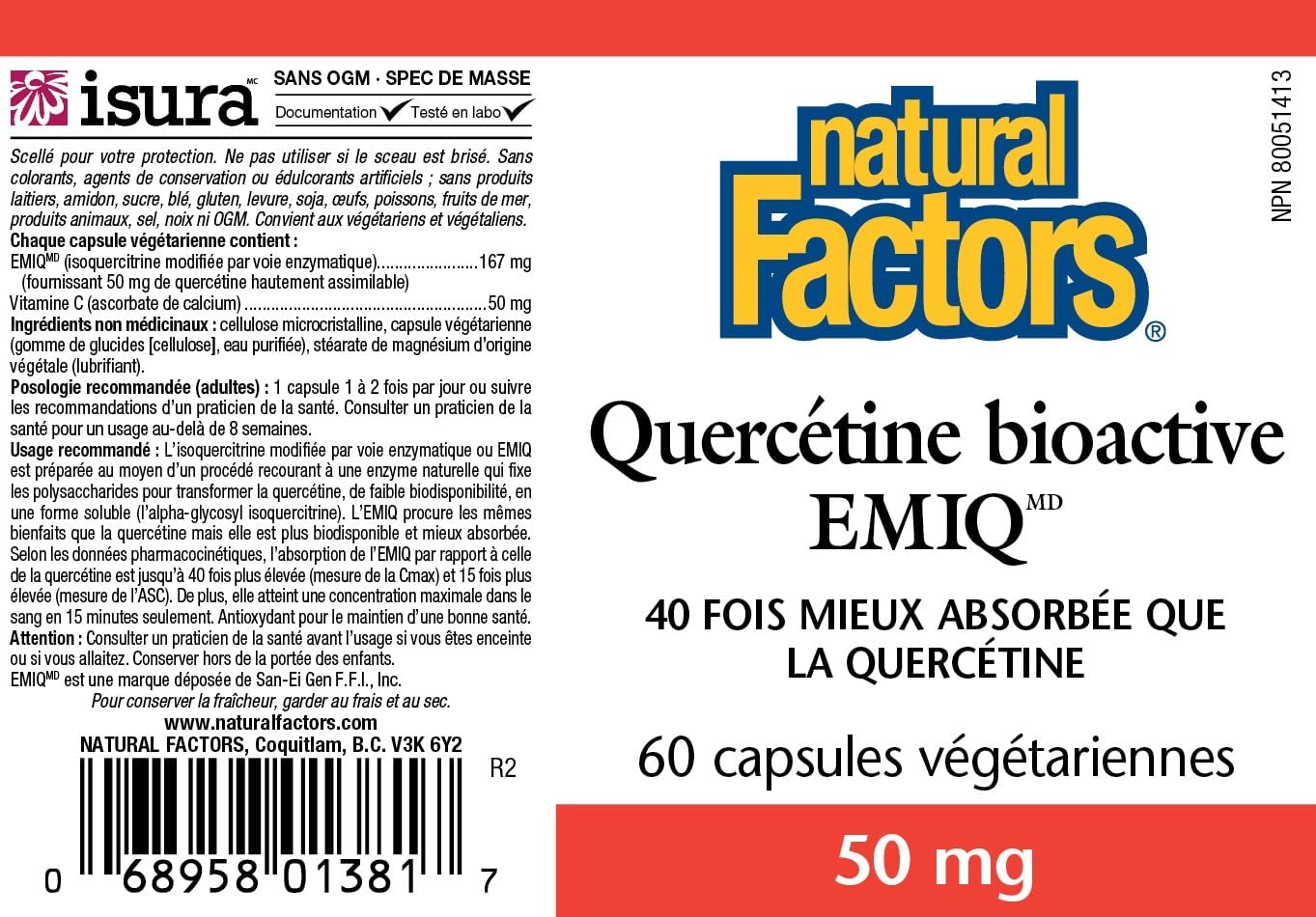Natural Factors, Bioactive Quercetin EMIQ, All Year Support for Healthy ...