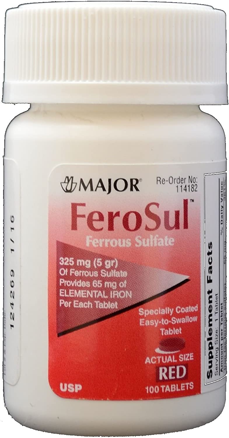 Ferrous Sulfate FC 325mg (5GR) Generic for Feosol Red Tablets 100 ...