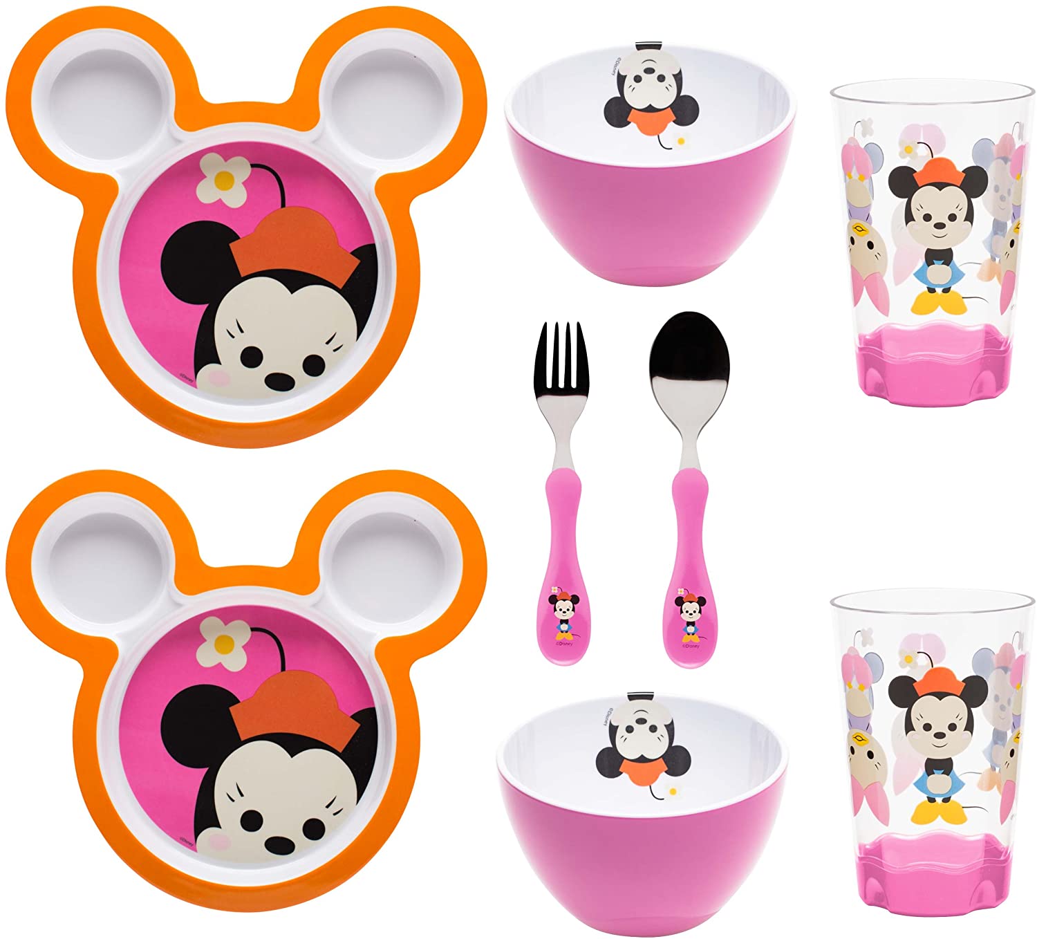 Zak Designs 8-Piece Minnie Mouse Big Face Mealtime Set