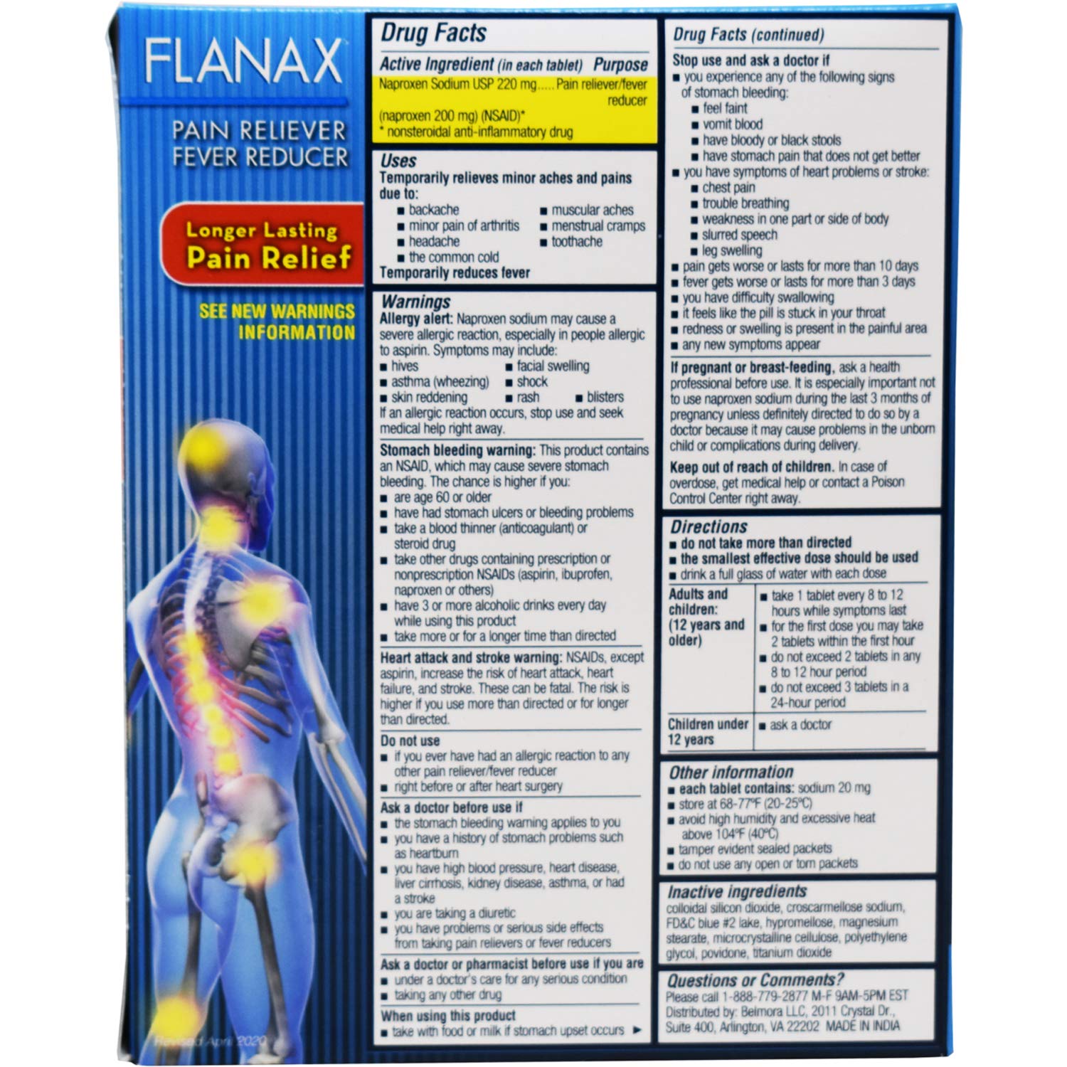 Flanax Pain/fever Reducer Tablets 220mg - 50 Packets 1 Tablet PER Packet