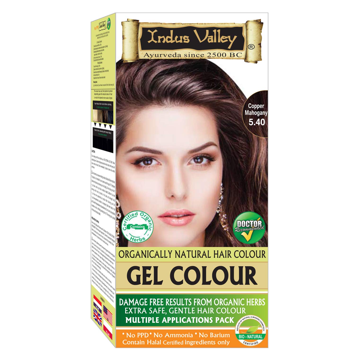 Indus Valley Damage Free Permanent Gel Hair Color (Copper Mahogany 5.4)