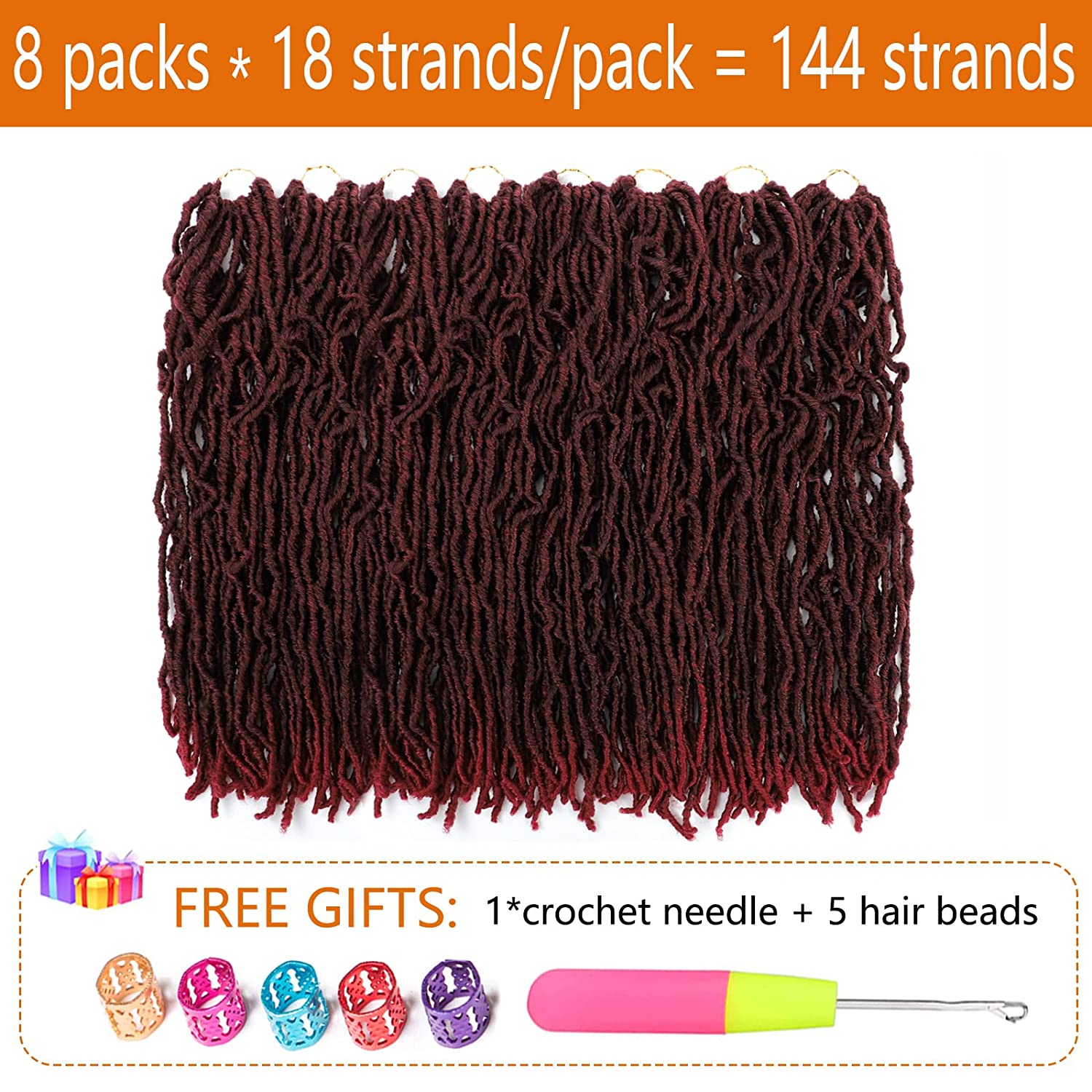Lihui Burgundy Soft Locs, Crochet Faux Locs 24 Inch 144 Strands, Pre ...