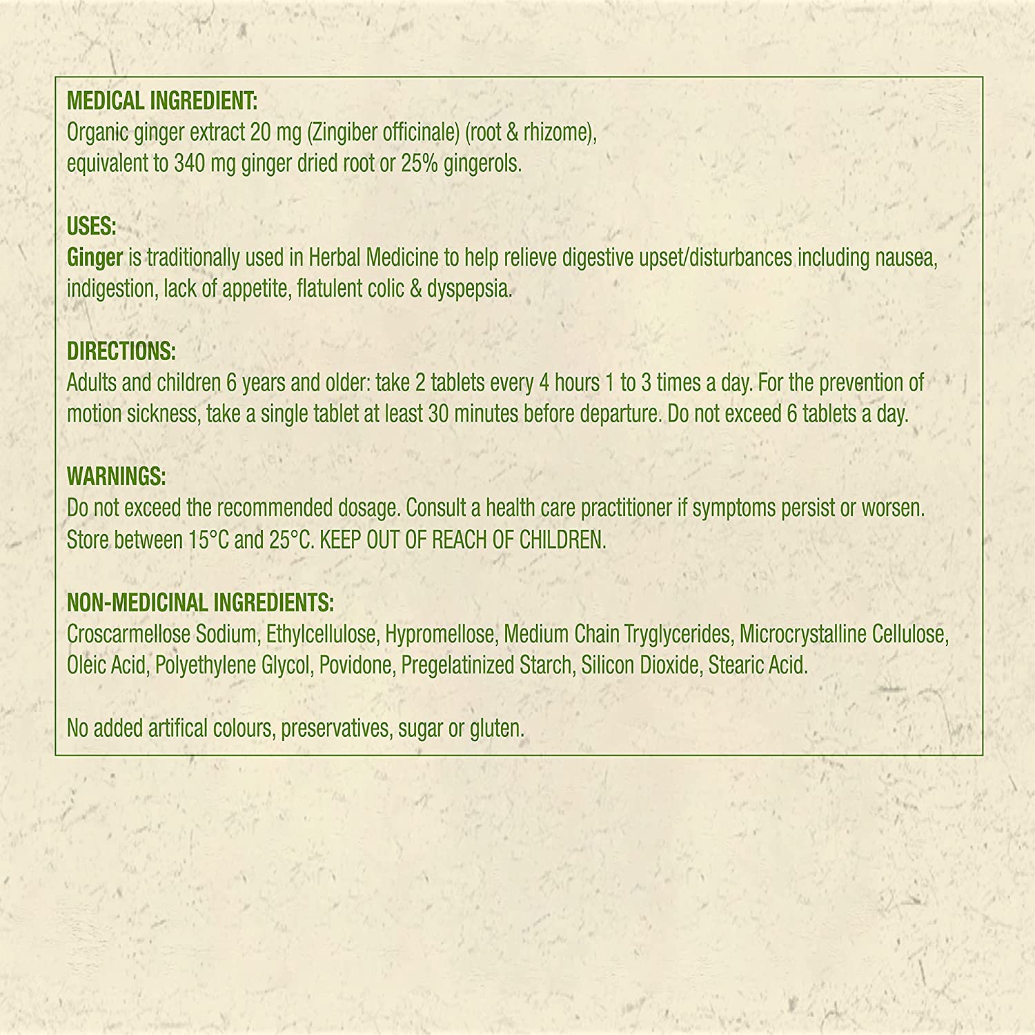 Certified Organic Ginger GRAVOL NATURAL SOURCE (20 Tablets ...