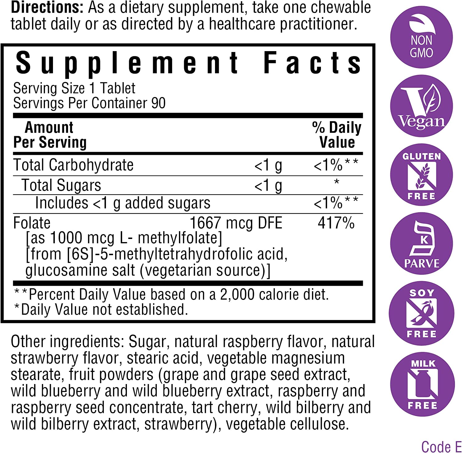 BlueBonnet Earth Sweet Cellular Active Methylfolate 400 mcg Chewable ...