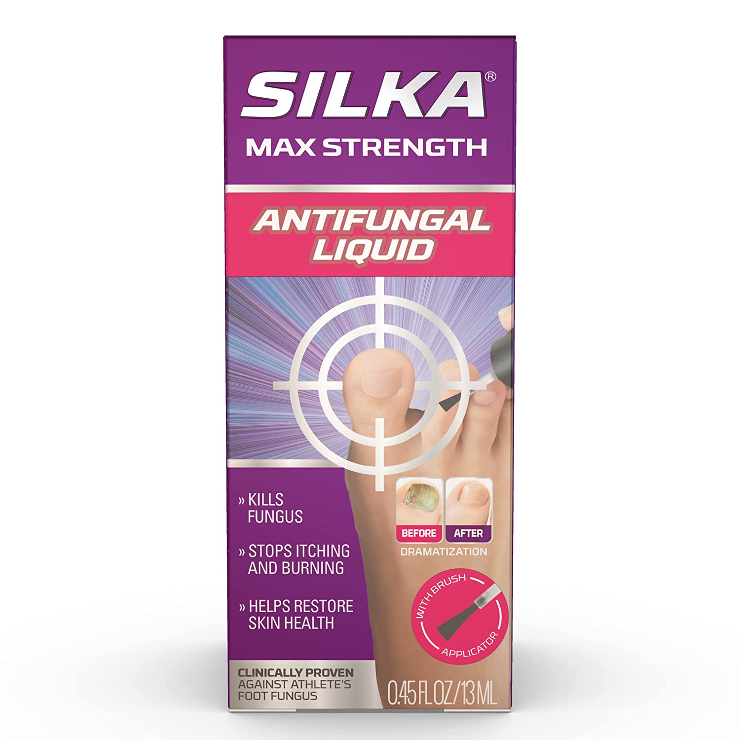 Silka Max Strength Antifungal Liquid with Brush Applicator, 0.45 Fl Oz