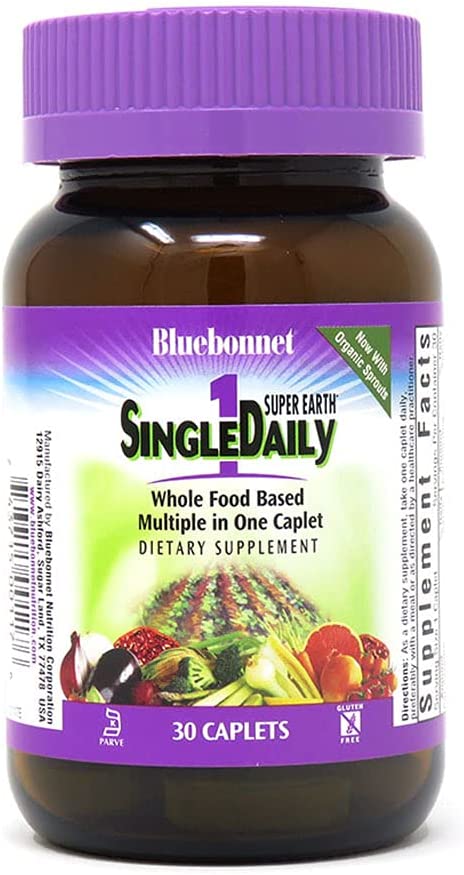 Bluebonnet Super Earth Single Daily Multi-Nutrient Formula Iron Caplets ...