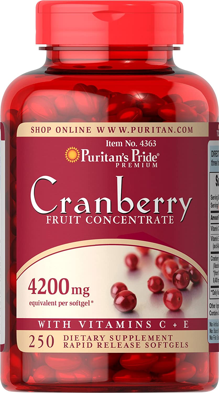 Puritans Pride Cranberry Fruit Concentrate With C And E 4200 Mg 250 Count