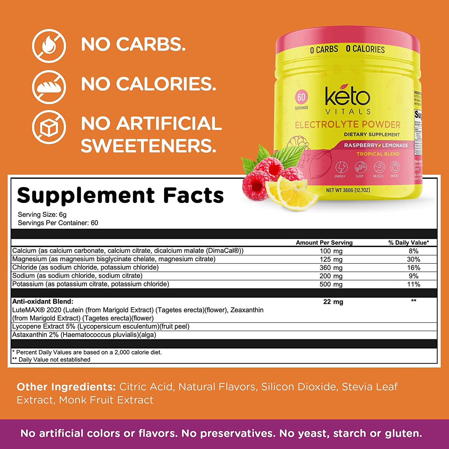 Keto Vitals Electrolyte Powder - Sugar Free Keto Electrolytes Powder ...