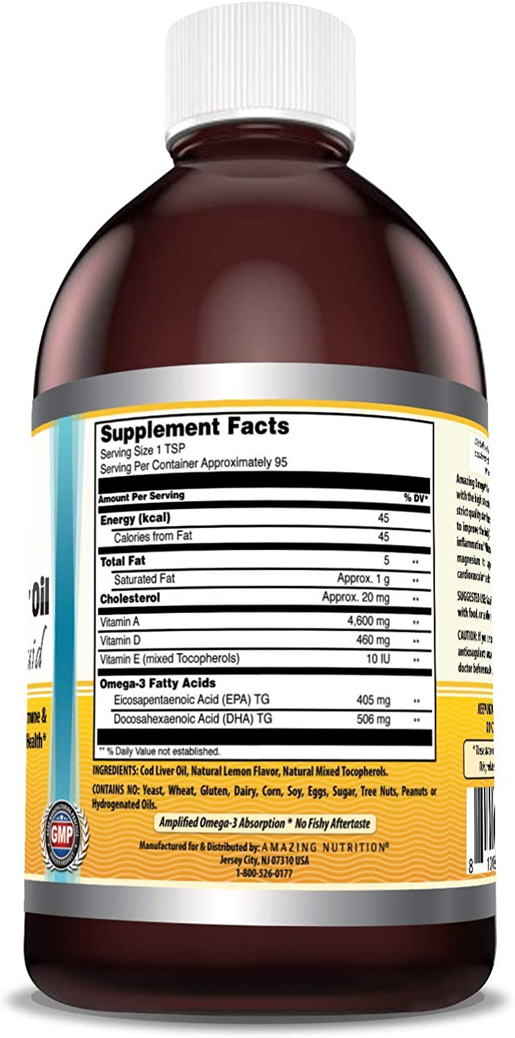 Amazing Omega Norwegian Cod Liver Oil 16 Oz 473 Ml Fresh Lemon ...