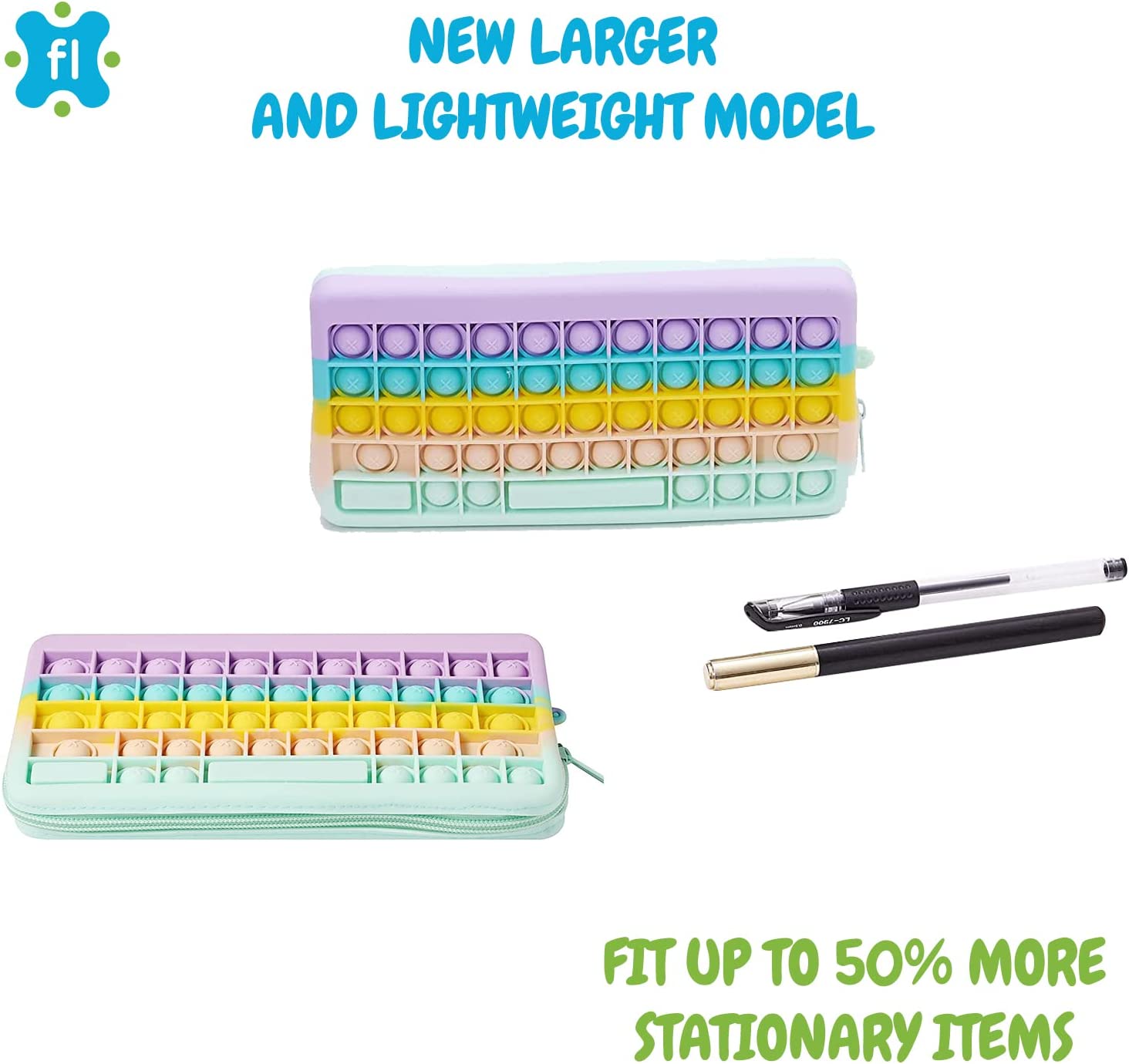 Pop Pencil Case Poppers Fidget Pencil Case Bubble Toy, Large Pen/Pencil ...