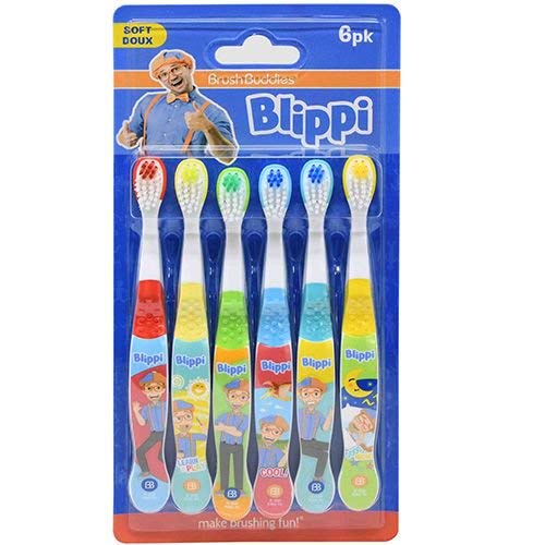 Brush Buddie Blippi Toothbrush 6 Pack for Children, boy, Girls - (BLIPPI-6)