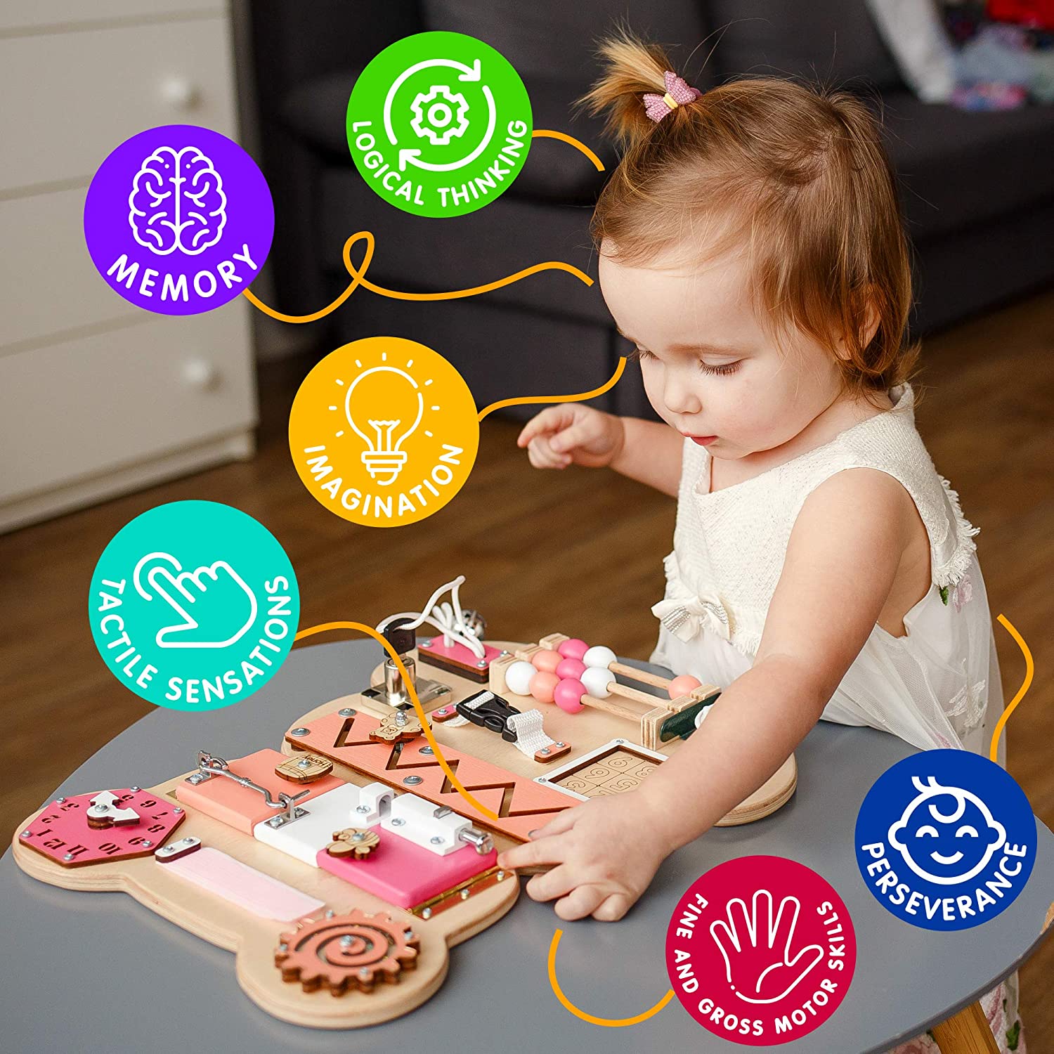 Toddler Busy Board Bear for 1 2 3 Year Old - Wooden Handmade Baby ...