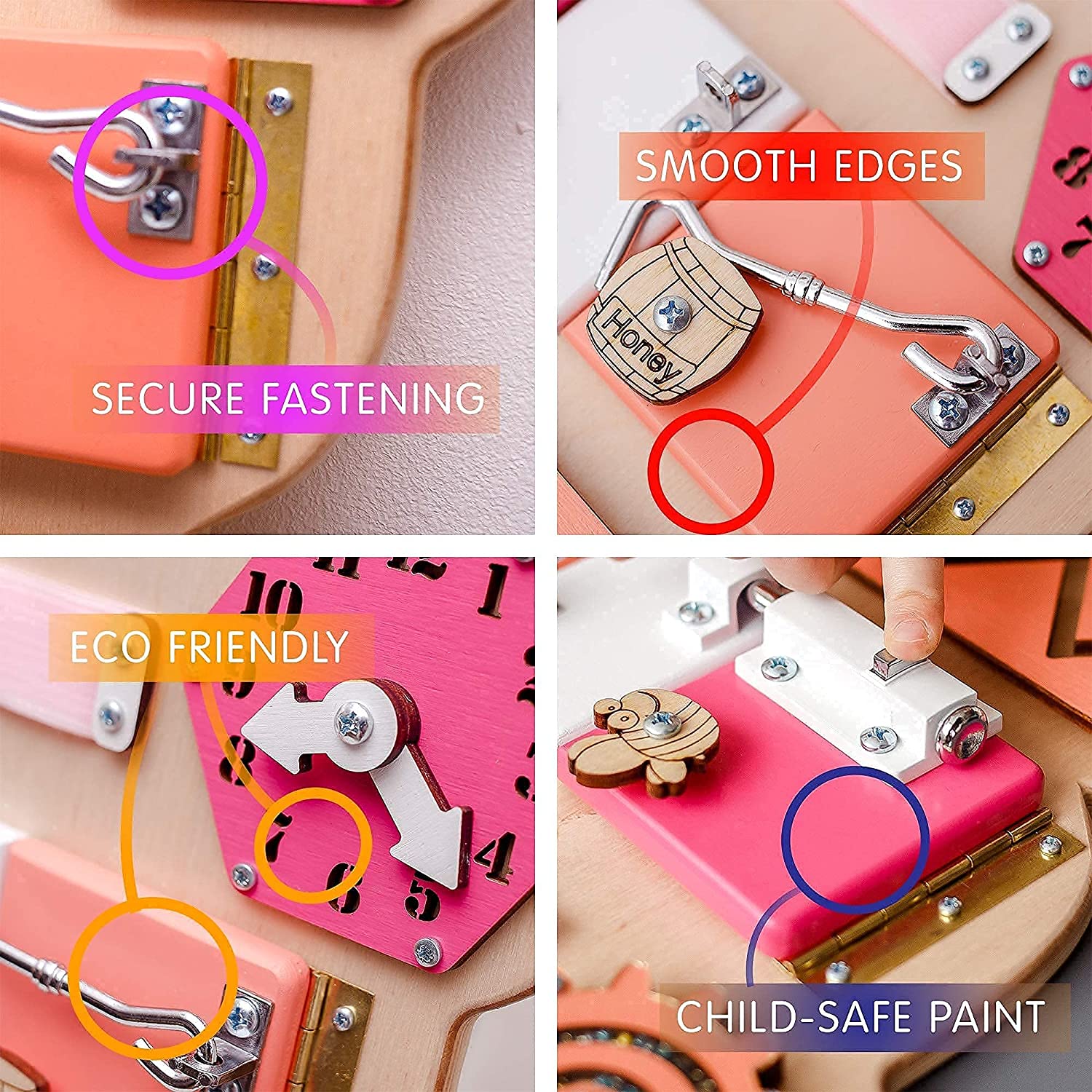 Toddler Busy Board Bear for 1 2 3 Year Old - Wooden Handmade Baby ...