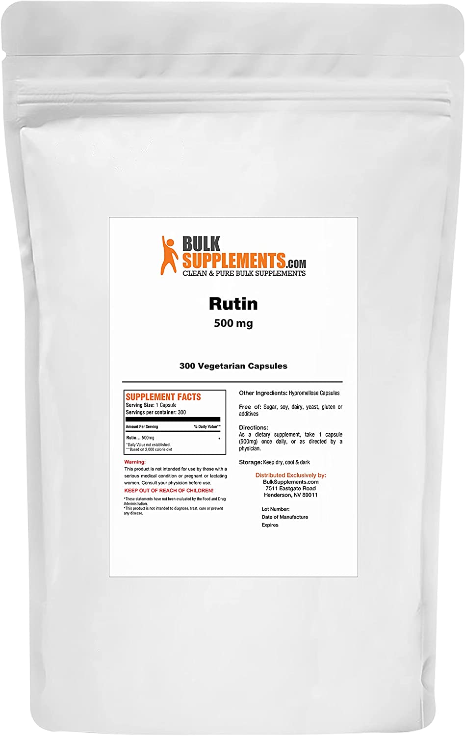 BulkSupplements.com Rutin Capsules - Vein Support Supplements ...