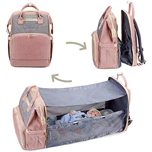 3 in 1 Travel Bassinet Foldable Baby Bed, Mummy Bag Waterproof Backpack ...
