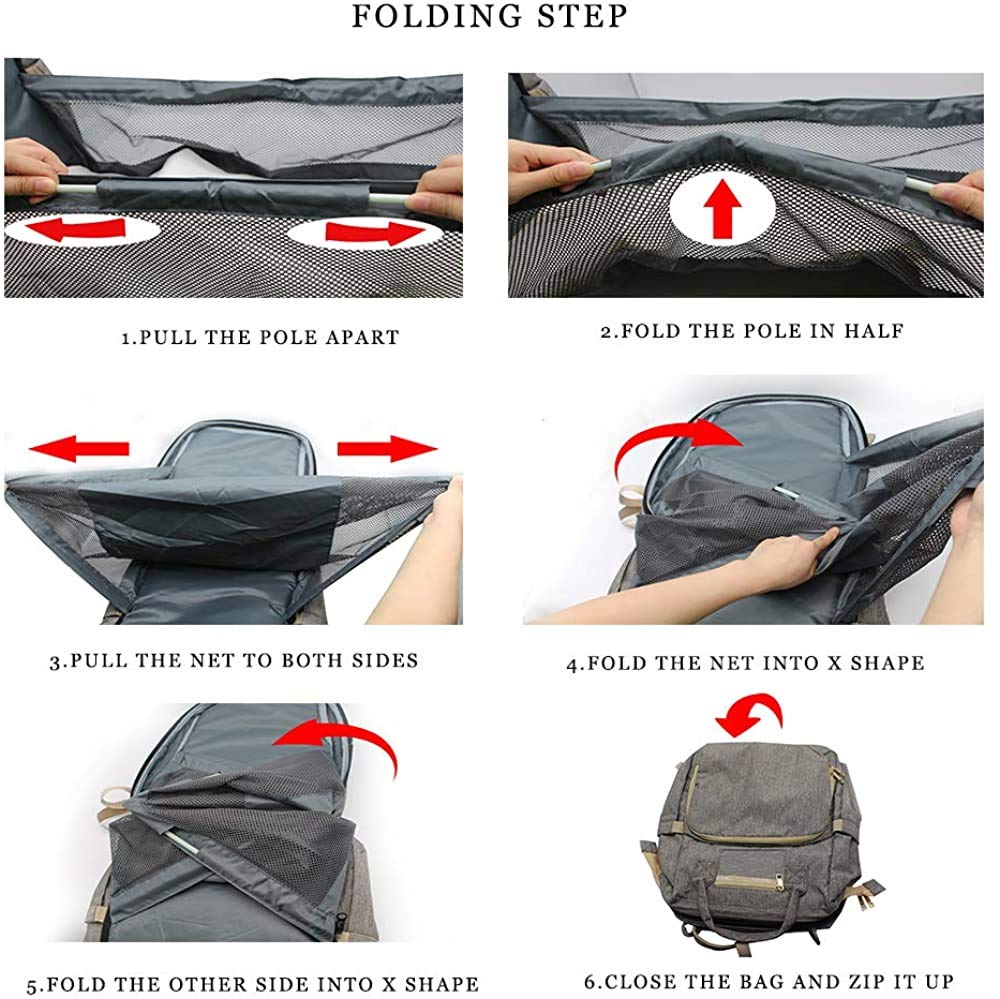 3 in 1 Travel Bassinet Foldable Baby Bed, Mummy Bag Waterproof Backpack ...