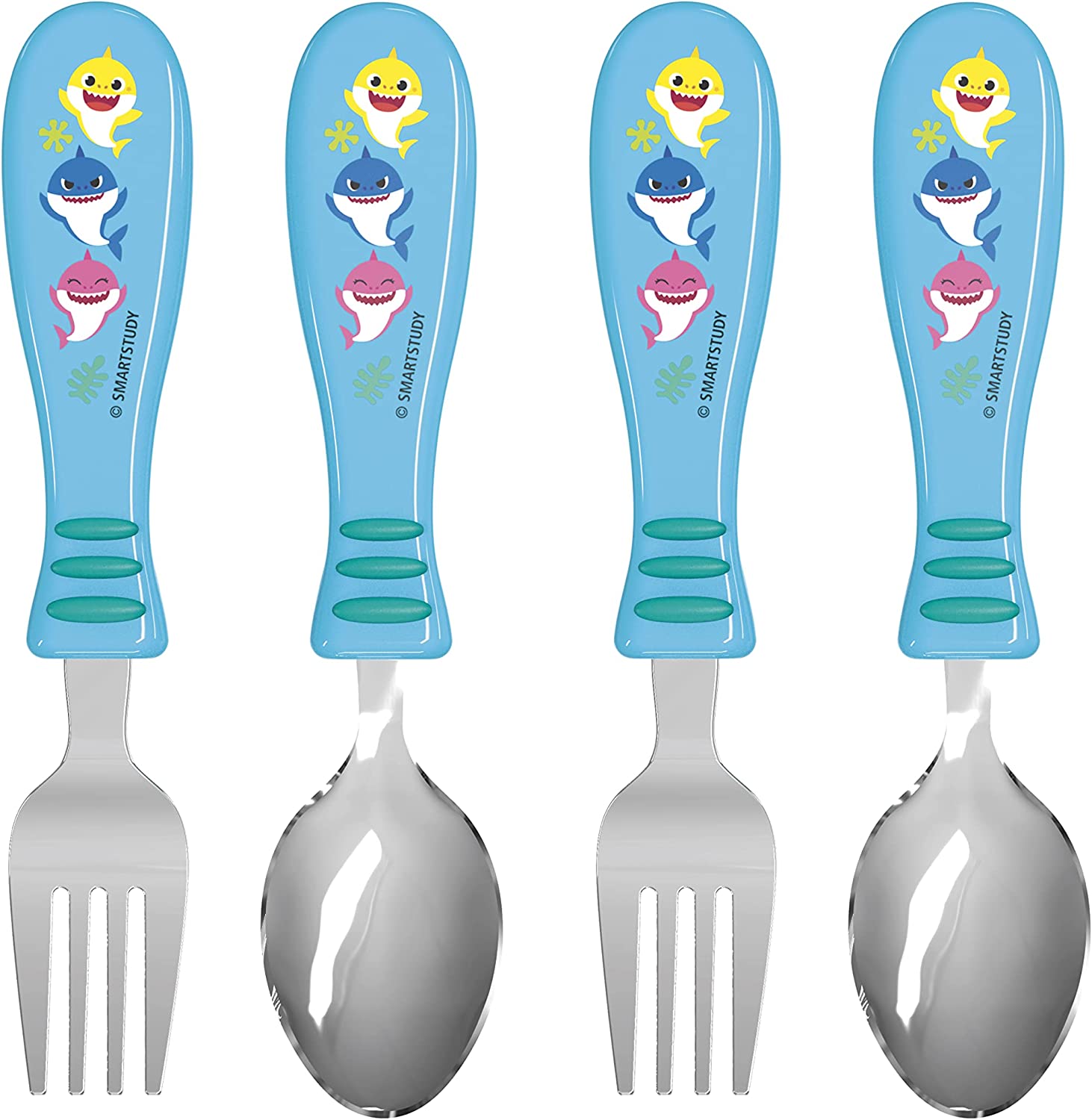 Zak Designs Baby Shark Kid Flatware Set with Fun Character Art on Both ...