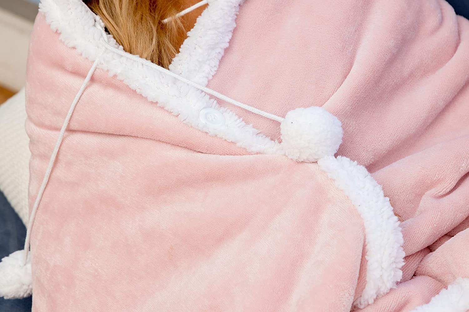 kensie Gigi Solid Reversible Hooded Throw Wearable Blanket & Oversized ...