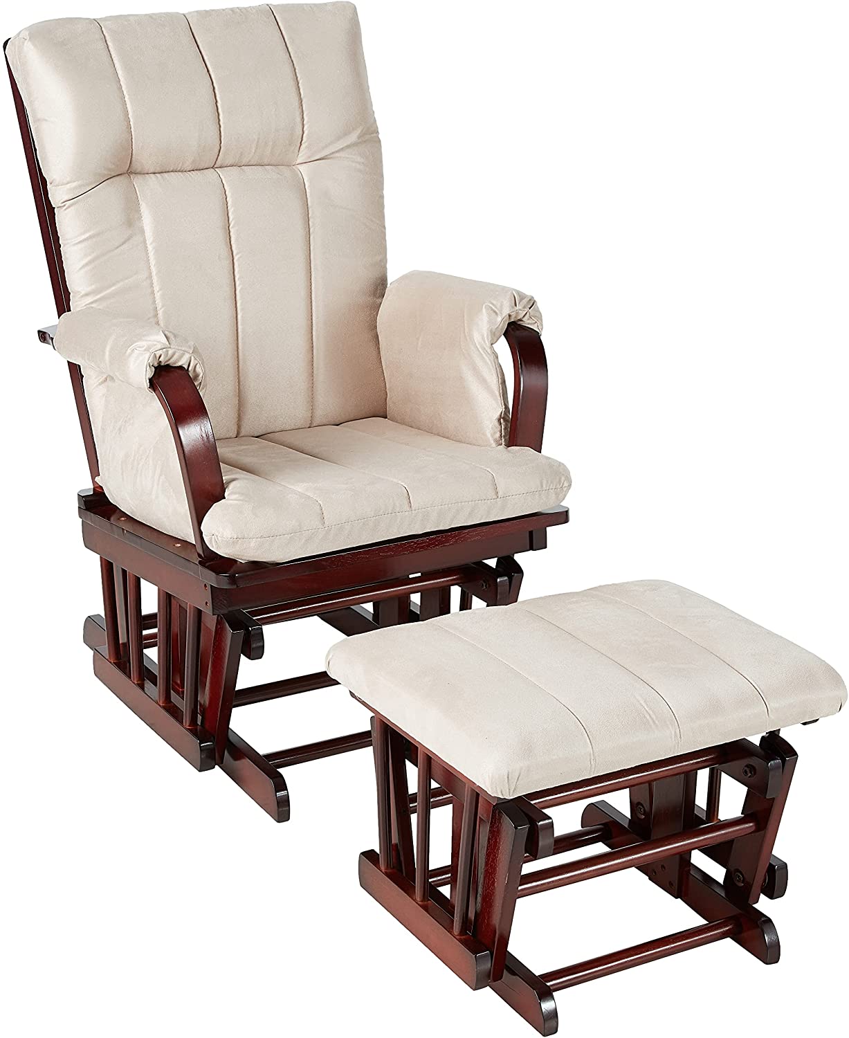 Artiva USA Home Deluxe Mocha Microfiber Cushion Cherry Wood Glider ...