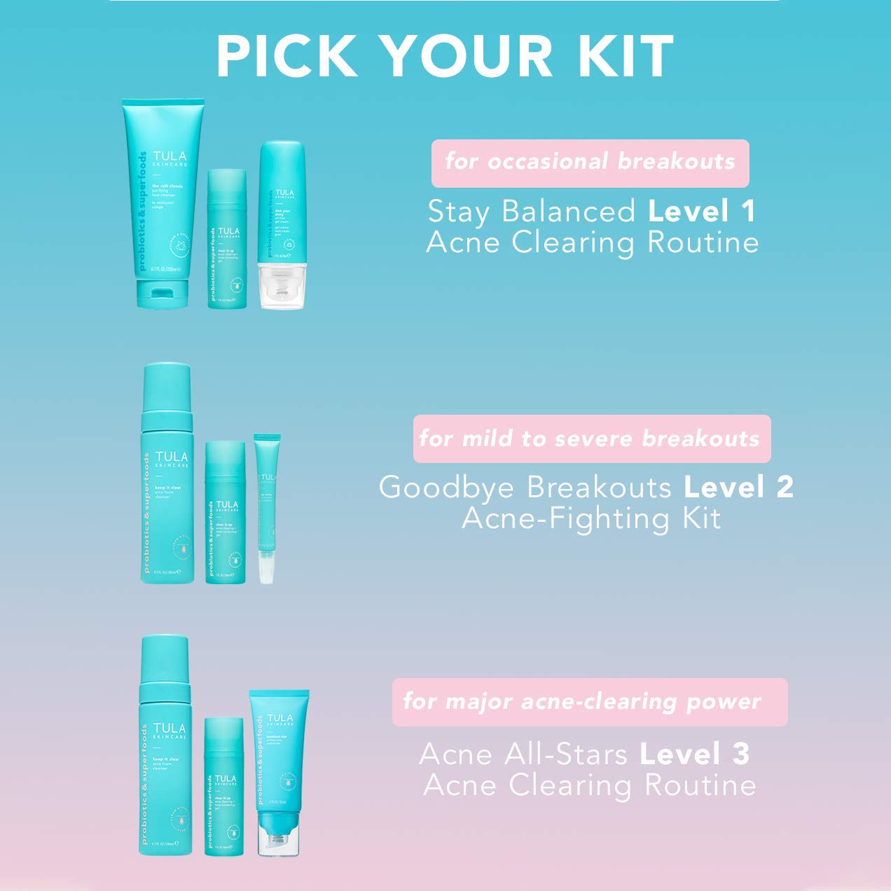 TULA Skin Care Acne All-Stars Level 3 Acne Clearing Routine | An ...