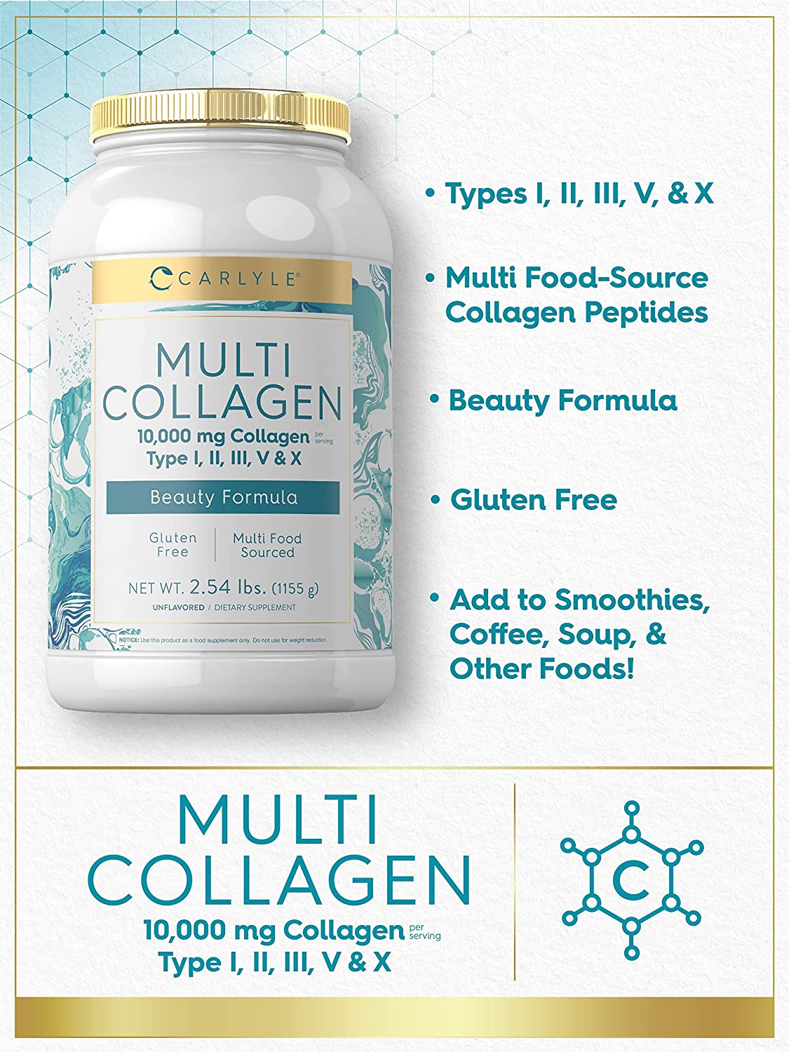 Multi Collagen Powder 40 oz | 10000 mg | Type I, II, III, V & X ...