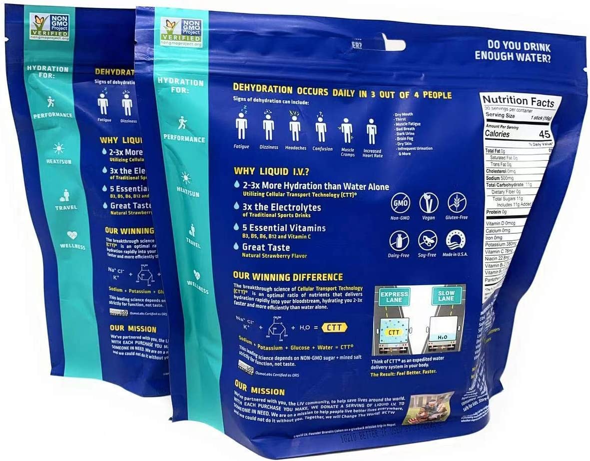 Liquid I.V. Hydration Multiplier, Electrolyte Powder, Easy Open Packets ...