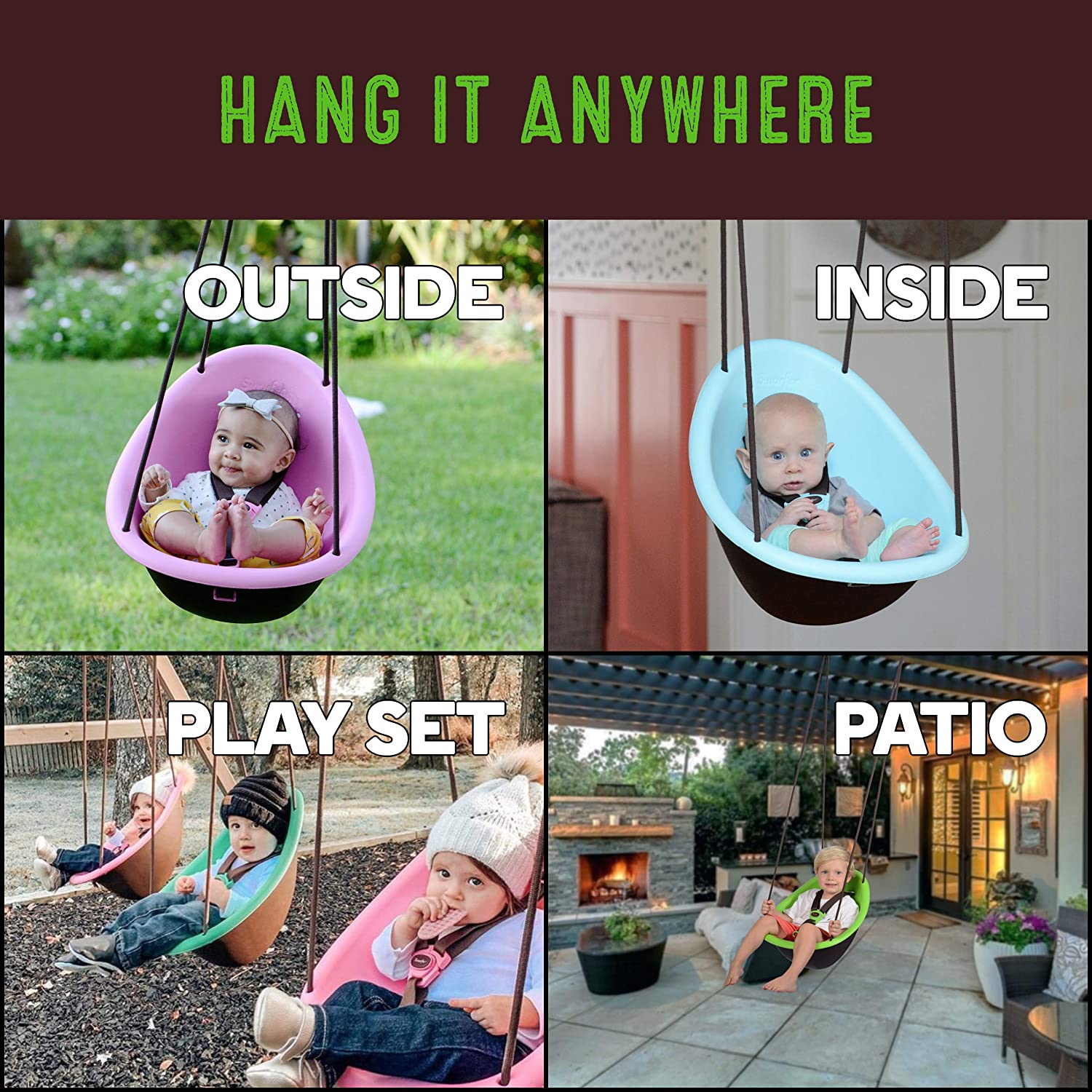 Swurfer Kiwi - Your Child's First Swing with Ergonomic Foam-Lined Shell ...